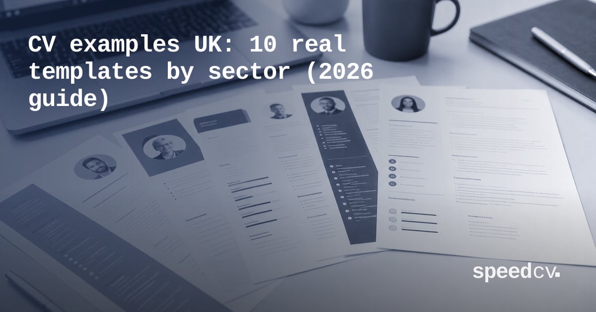 CV examples UK: 10 real templates by sector (2026 guide) | SpeedCV